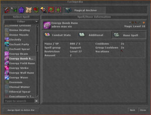 Character Stats y Magical Archive - Tibia Girls